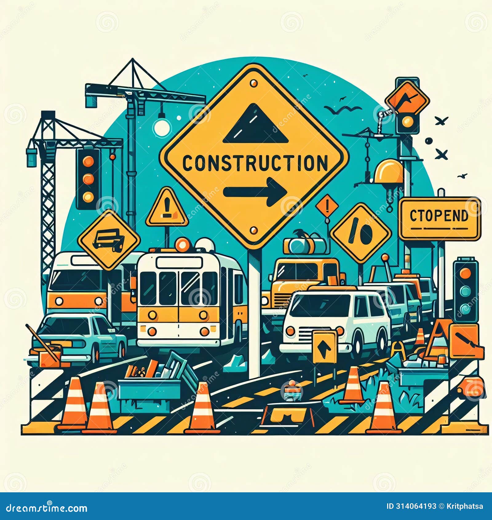 Web Under Construction Transit Signal. Vector Illustration Generative ...