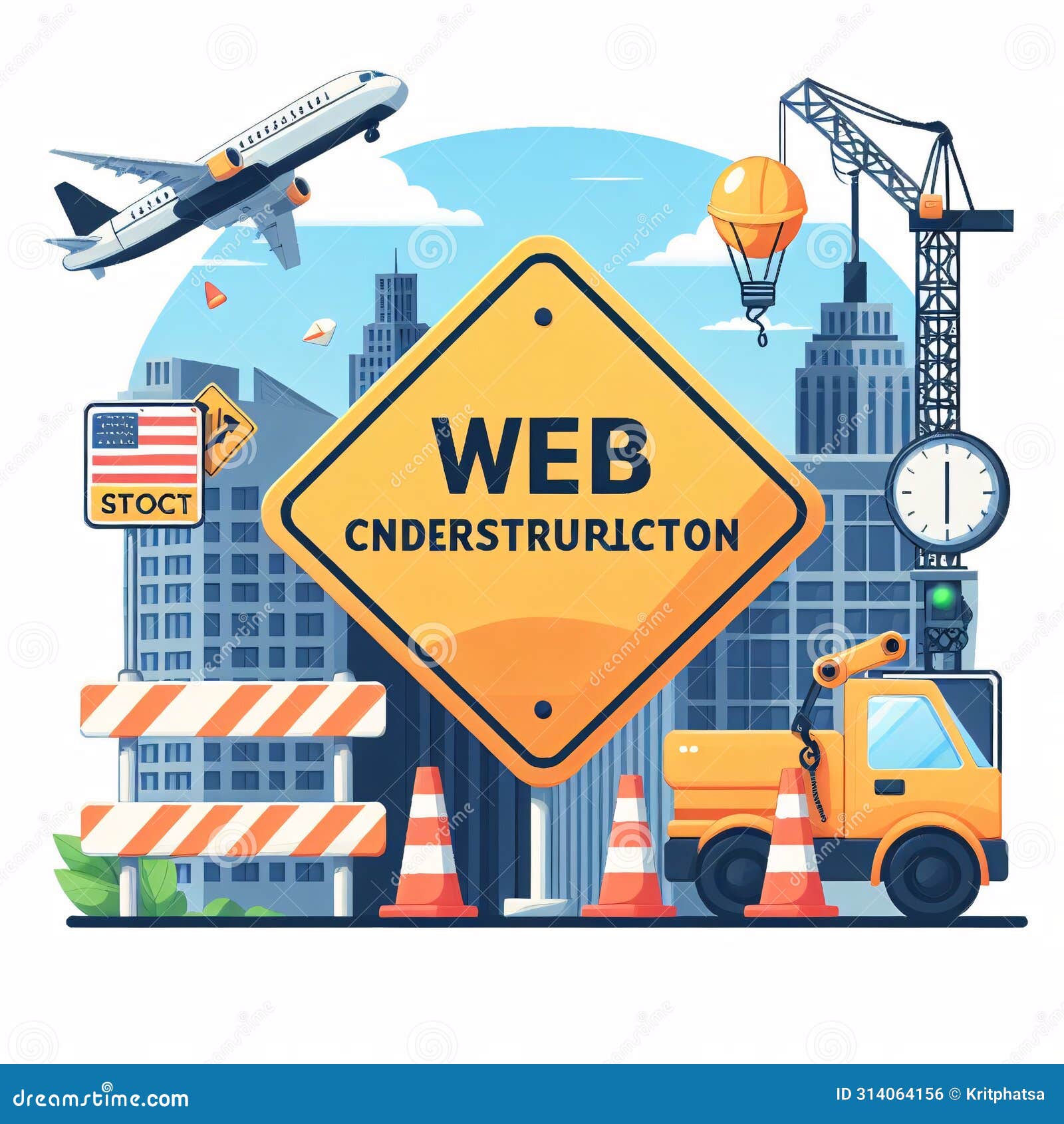 Web Under Construction Transit Signal. Vector Illustration Generative ...