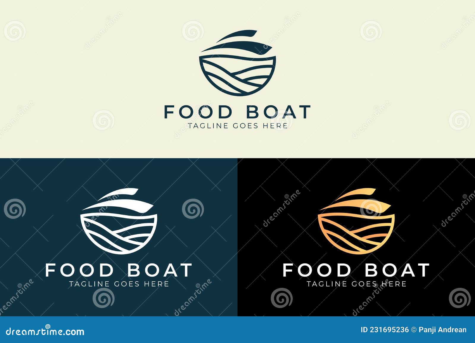 FOOD BOAT LOGO DESIGN TEMPLATE Stock Vector - Illustration of bowl ...