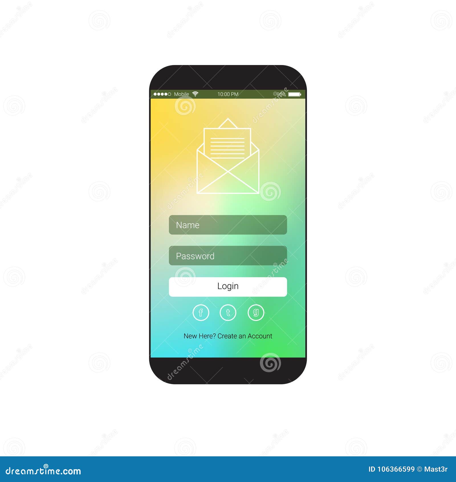 Web User Interface with Login Sign in Form on Cell Smart Phone Screen ...