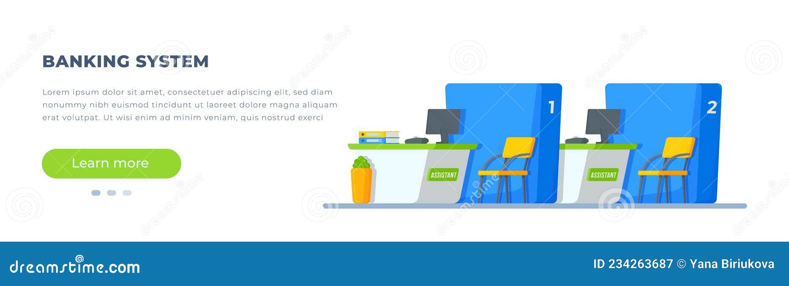 Vector Illustration of the Banking System. Two Bank Branches for Card ...