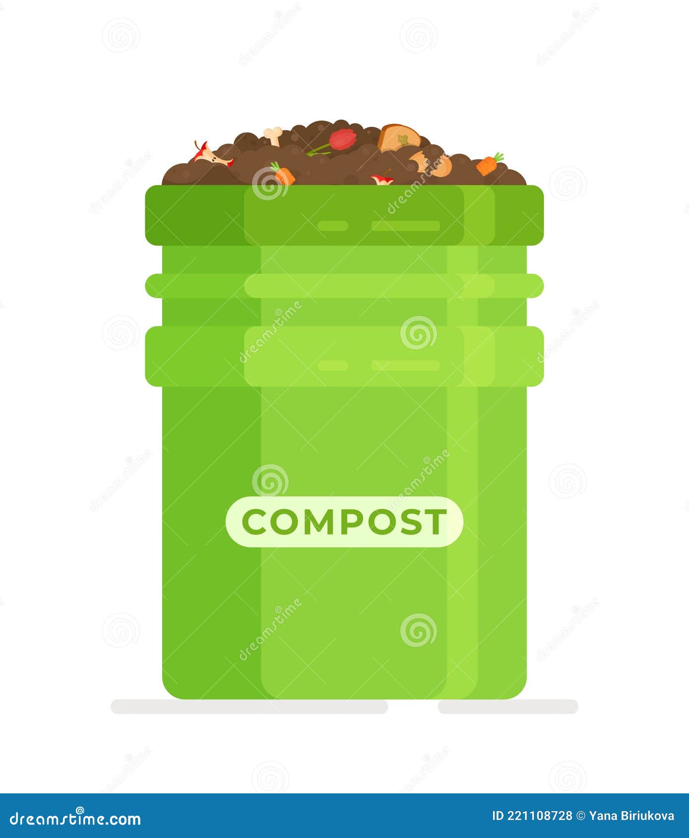 Vector Illustration Compost Bin Icon. Clipart Of Waste, Isolated On ...