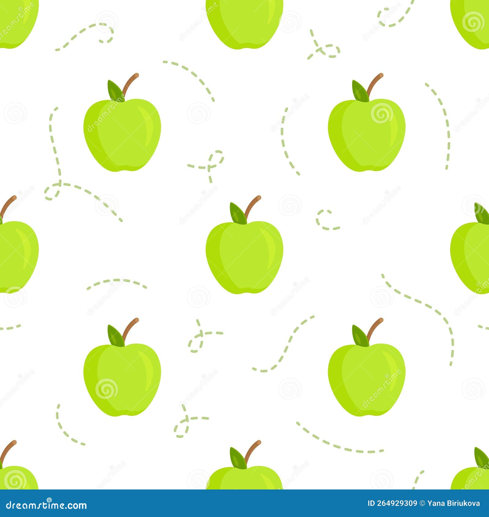 Vector Illustration Of The Green Apple Pattern Seamless Apple Vector