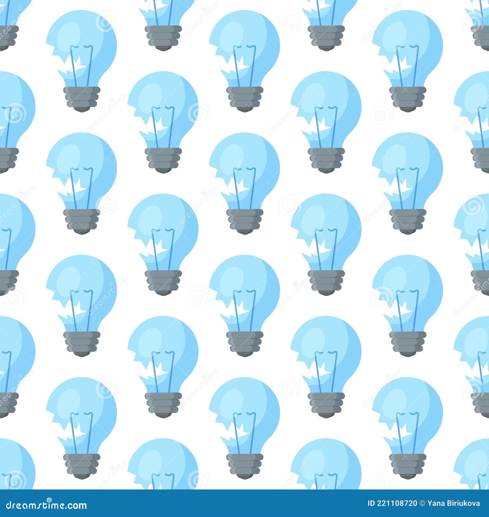 Vector Illustration of a Pattern of Blue Battered Light Bulbs. Light ...