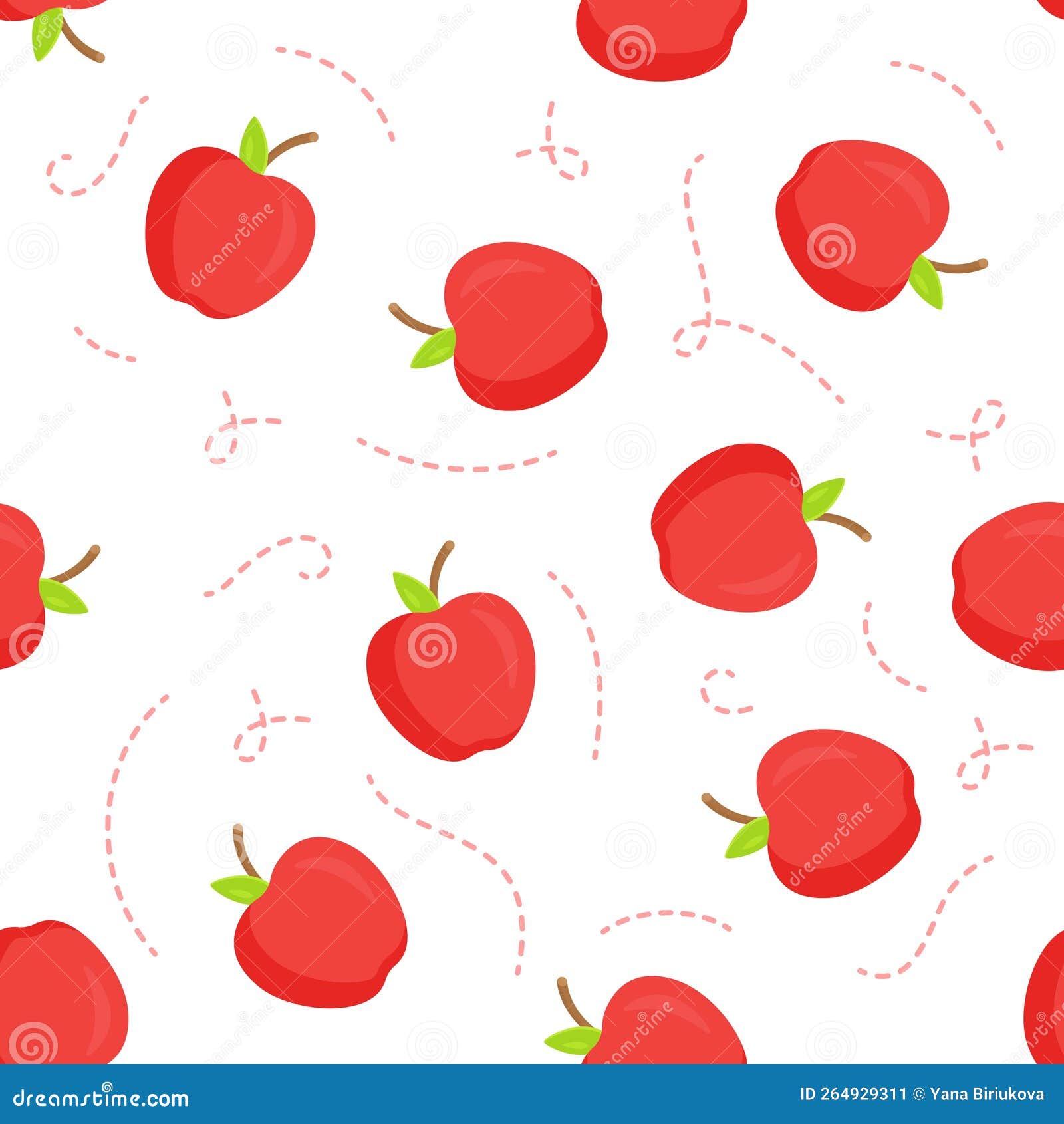 Vector Illustration Pattern of Red Beautiful Apples. Seamless Repeating ...