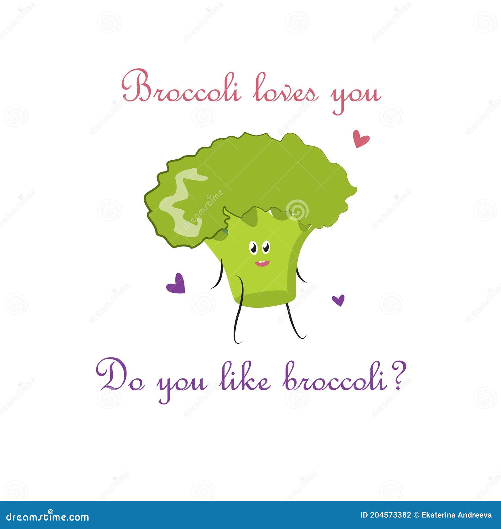 Broccoli Loves You -greeting Card Stock Vector - Illustration of ...