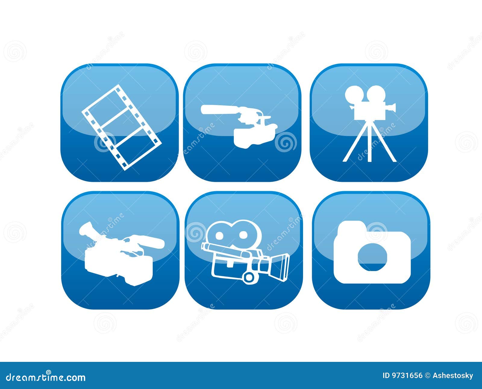 Web Video and Movie Icon Set Stock Vector - Illustration of network ...