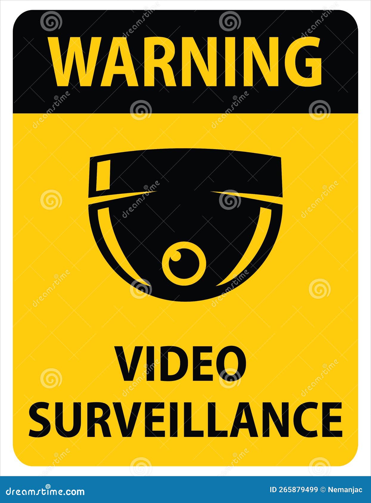 Warning, Video Surveillance Stock Illustration - Illustration of sign ...