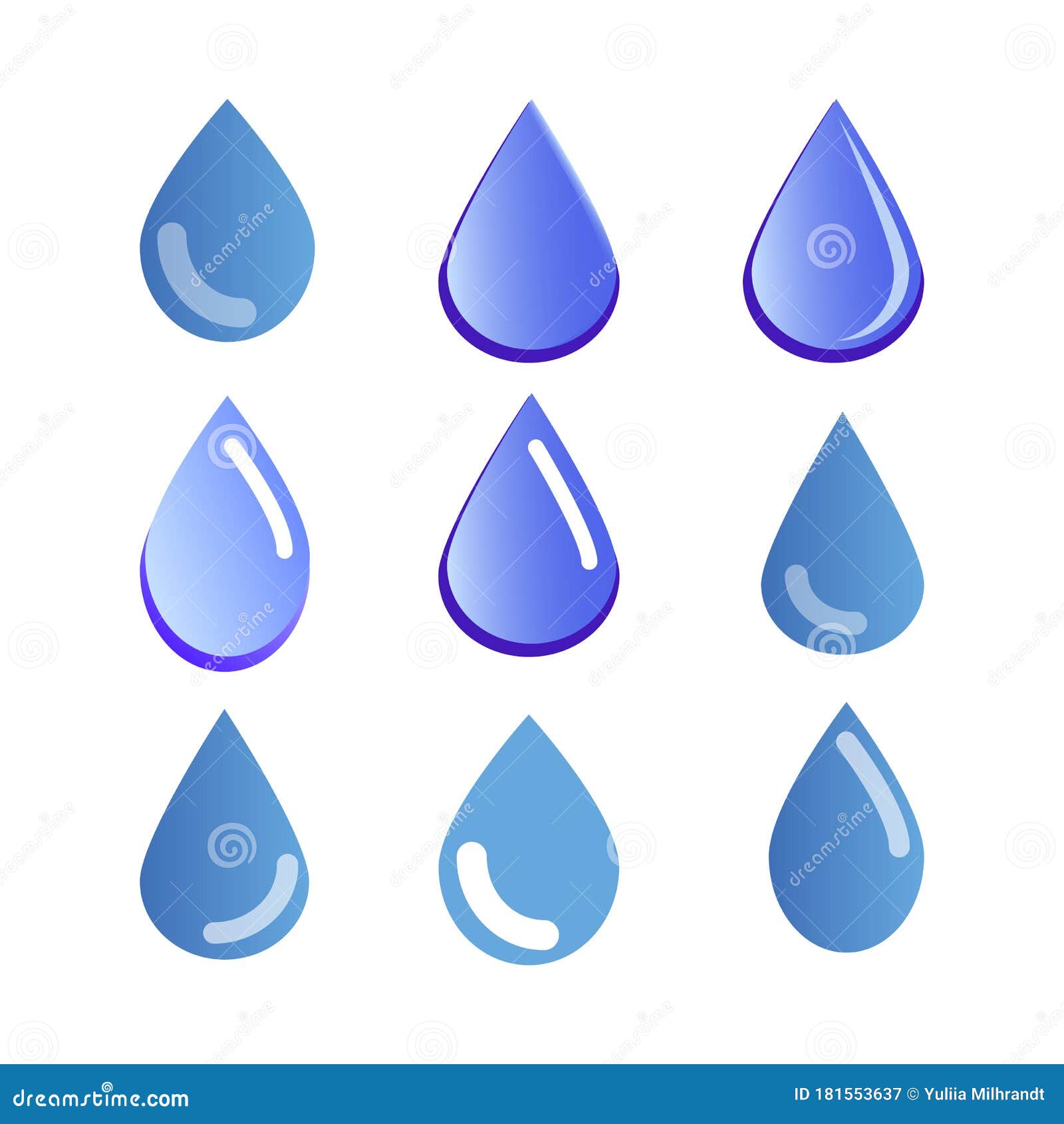 Water Drops Set. Color Vector Isolated Stock Illustration ...