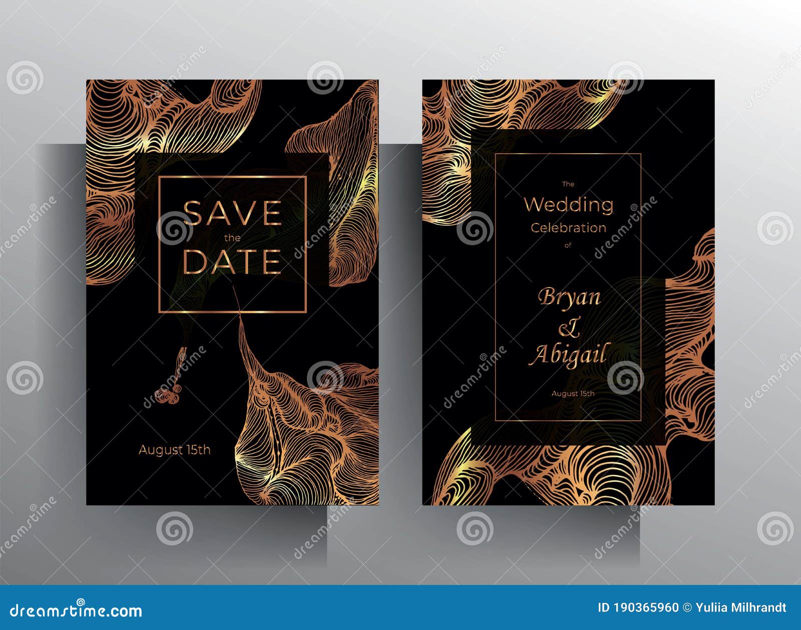 Wedding Invitation Design. Set of Patterns on a Black Background Stock ...