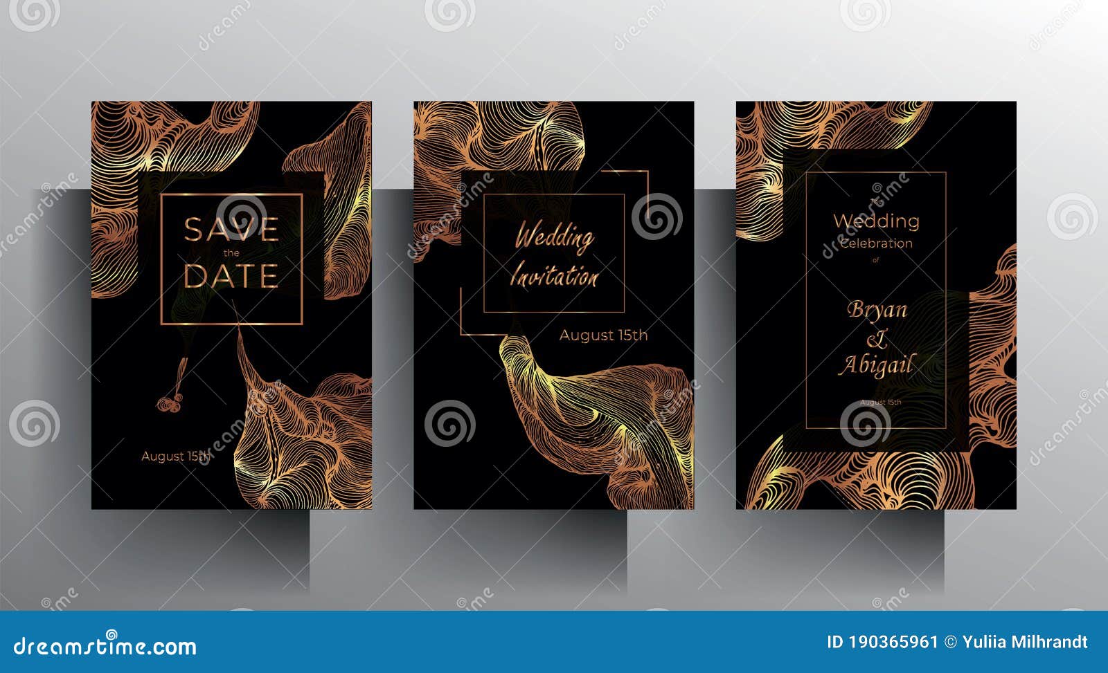 Wedding Invitation Design. Set of Patterns on a Black Background ...