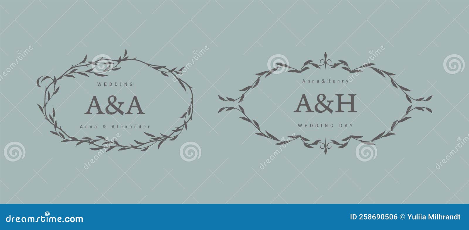 Wedding Personal Monogram Elegant Vintage Design. Stock Illustration ...