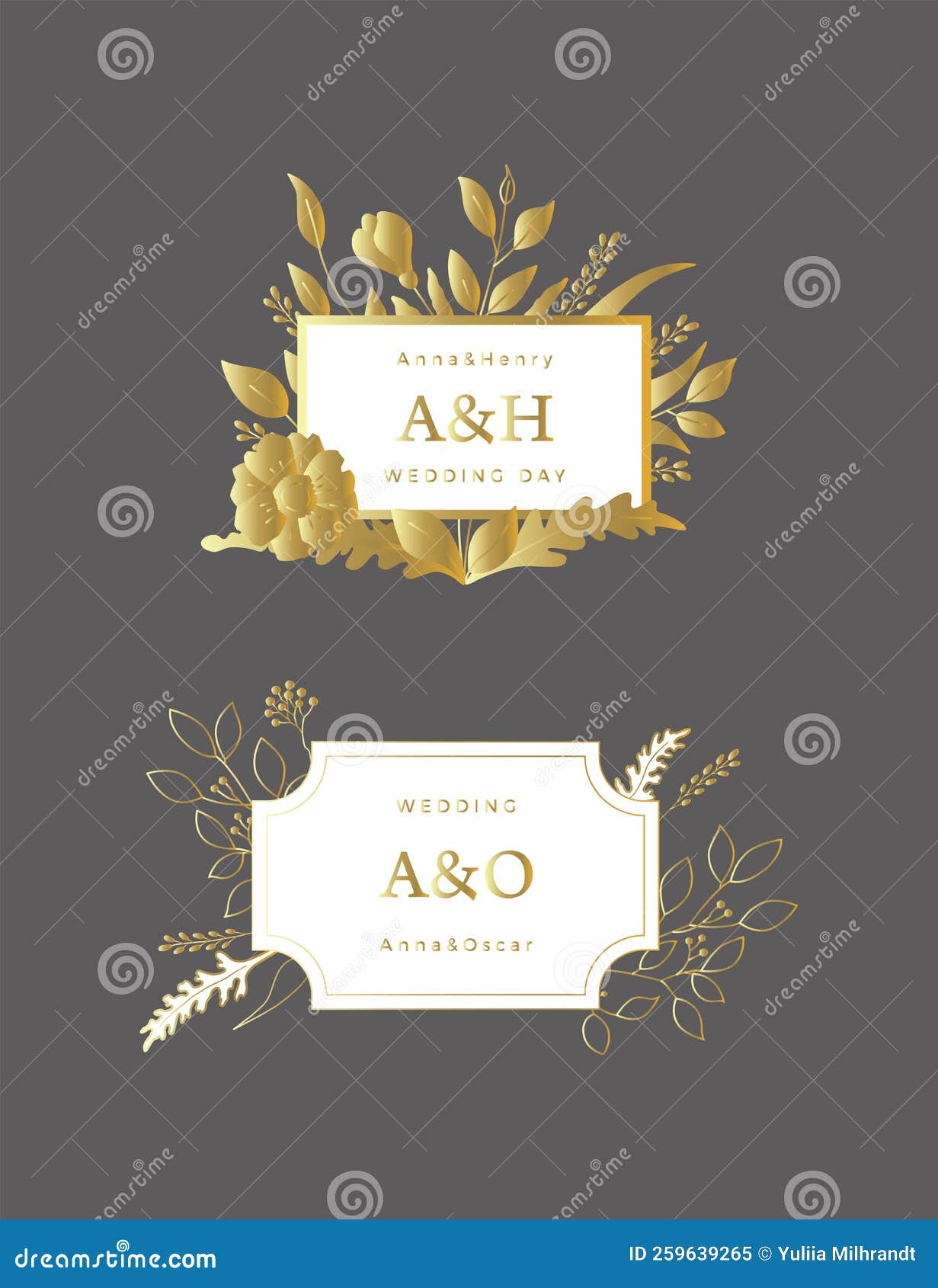 Wedding Personal Monograms Elegant Vintage Design. Stock Illustration ...