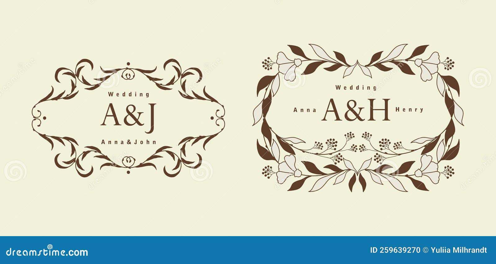 Wedding Personal Monograms Elegant Vintage Design. Stock Illustration ...