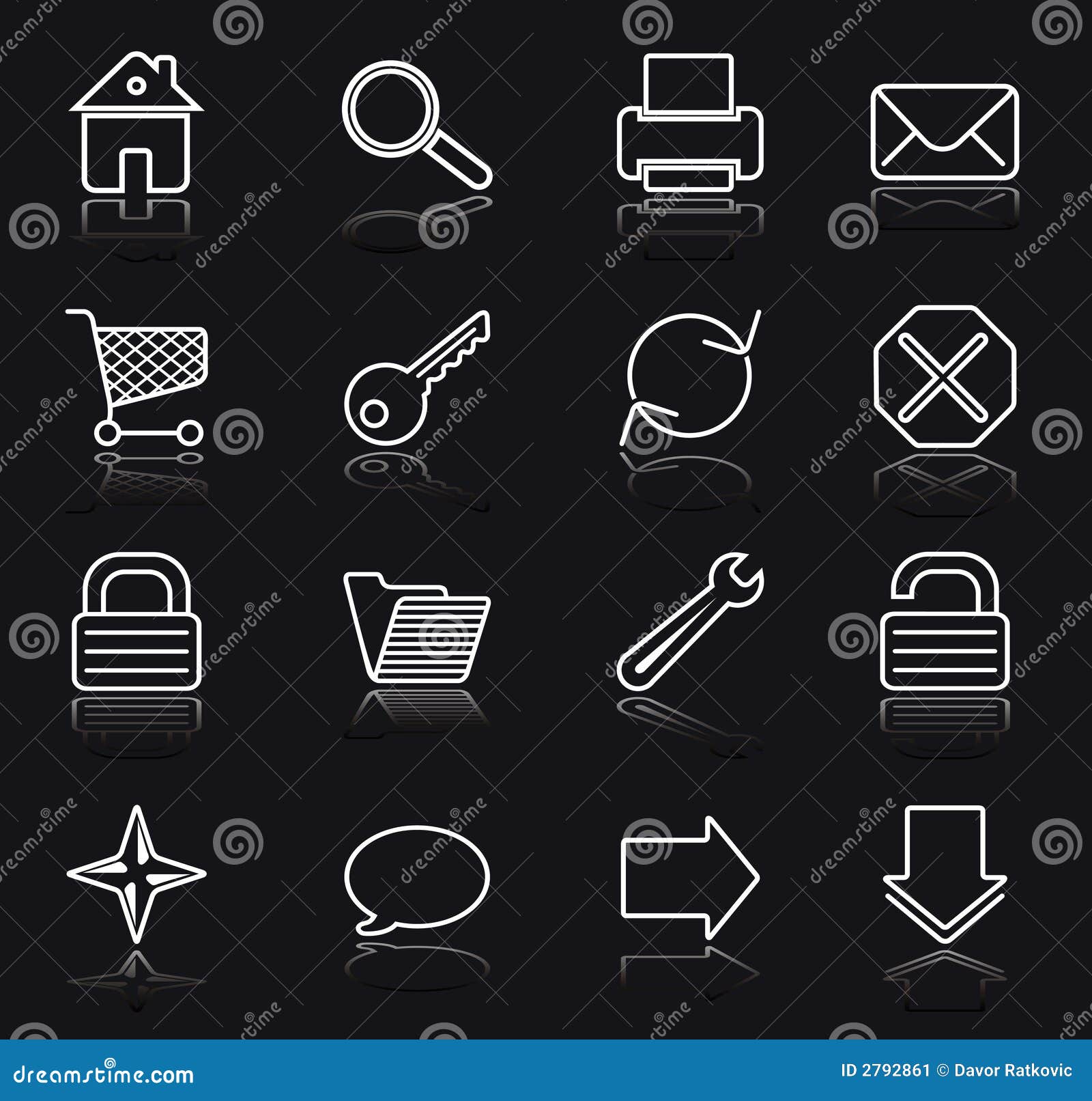 Web white on black icons stock vector. Illustration of cancel - 2792861