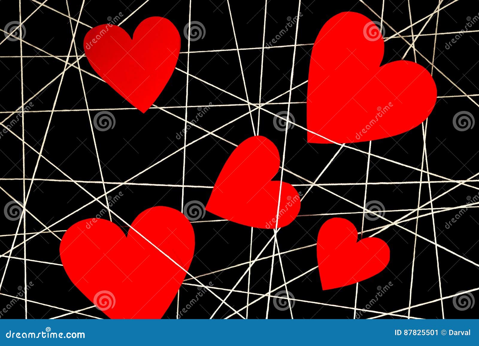 Web of White Threads with Red Heart Stock Image - Image of engaged ...