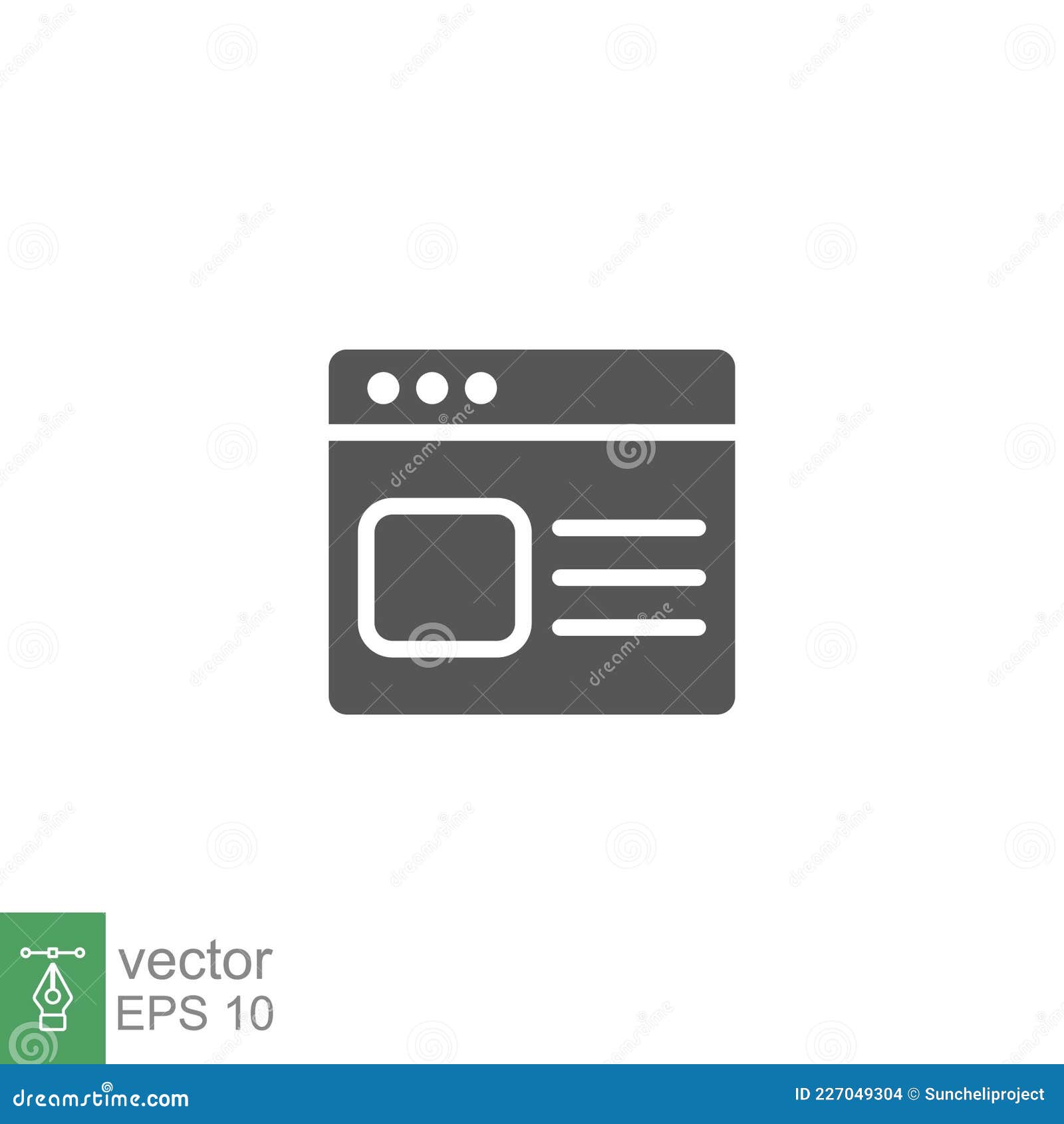 Web Window Icon Solid. Internet Browser Web Page Outline Stock Vector ...