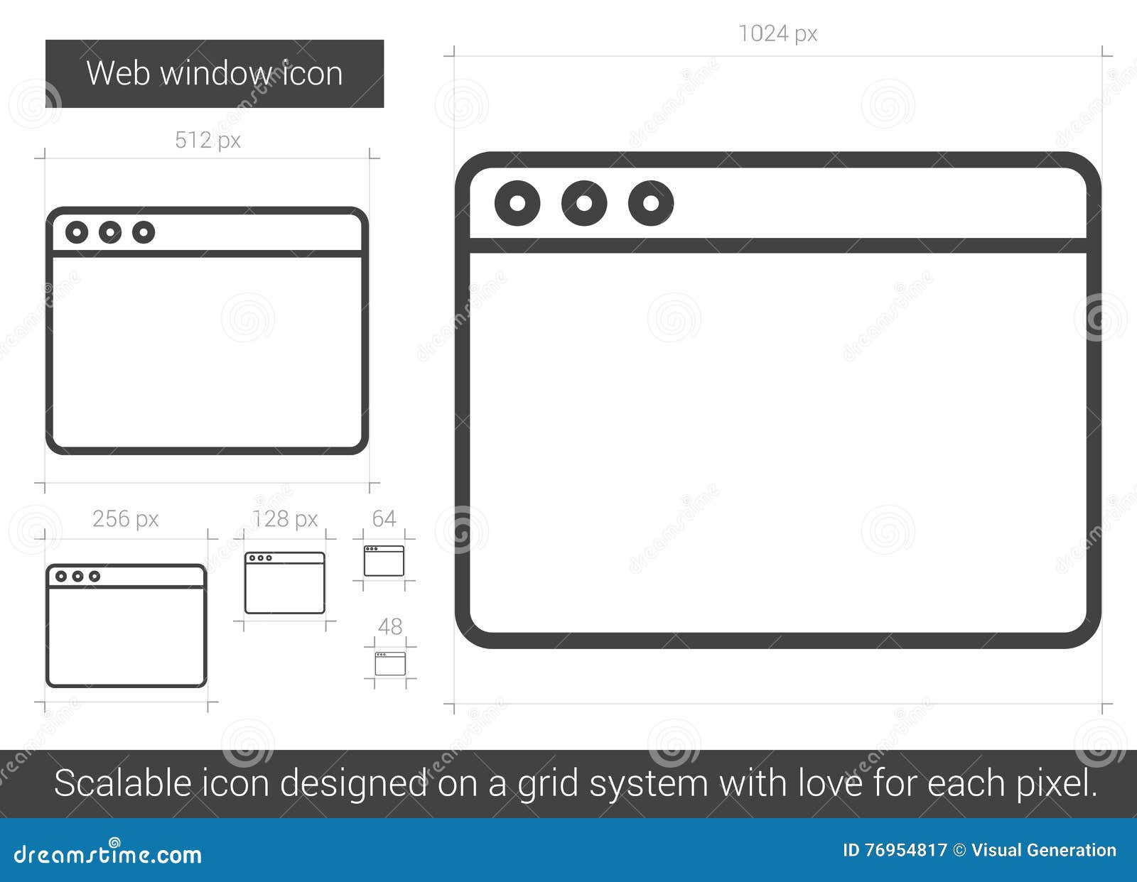 Web window line icon. stock vector. Illustration of internet - 76954817