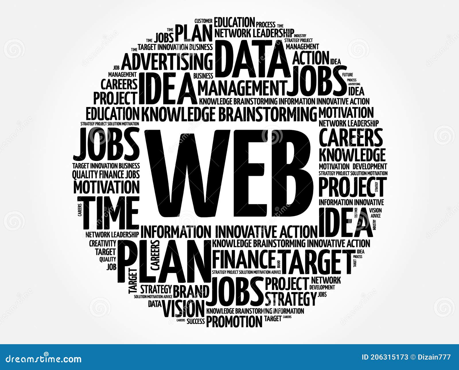 WEB word cloud stock illustration. Illustration of knowledge - 206315173