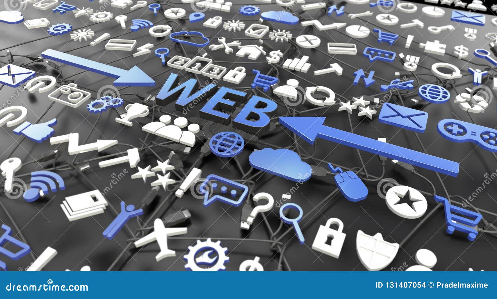 `web` word with 3d icons stock illustration. Illustration of shiny ...