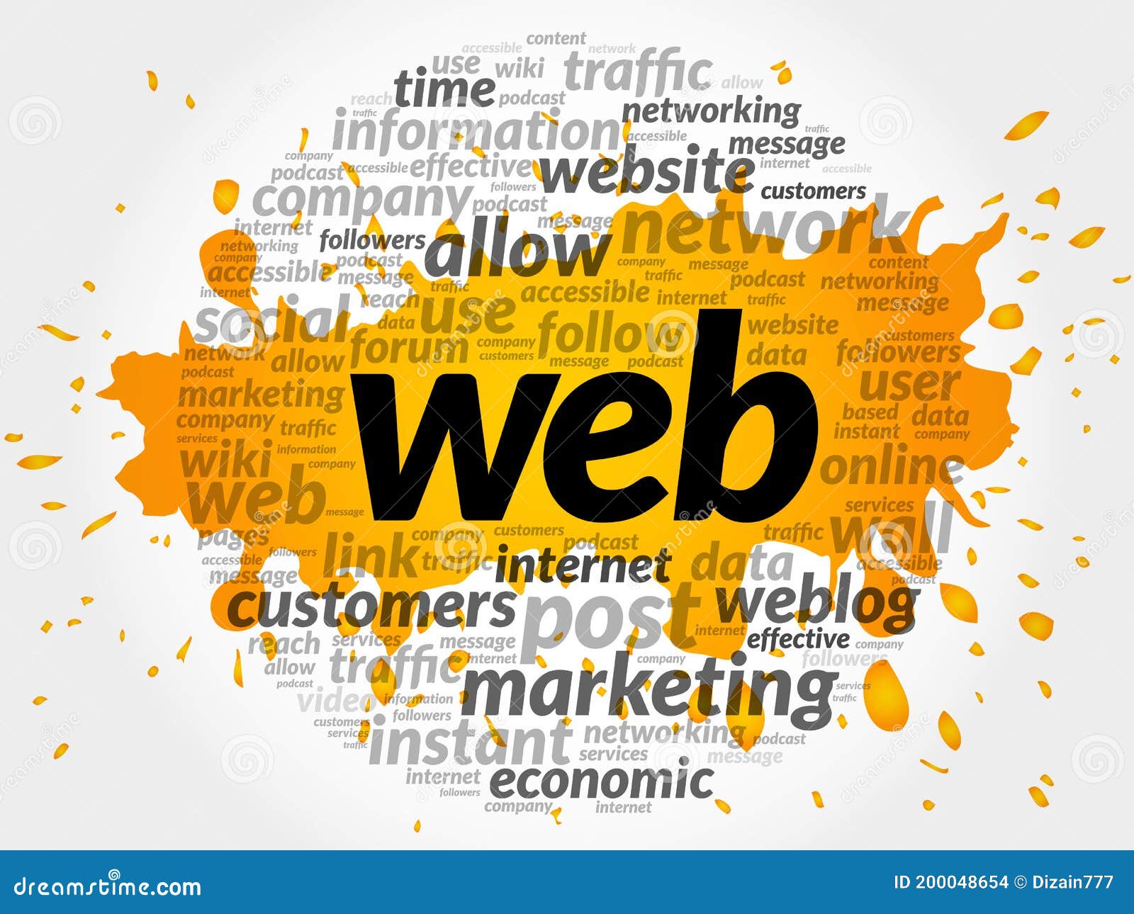 Web words cloud stock illustration. Illustration of blogging - 200048654