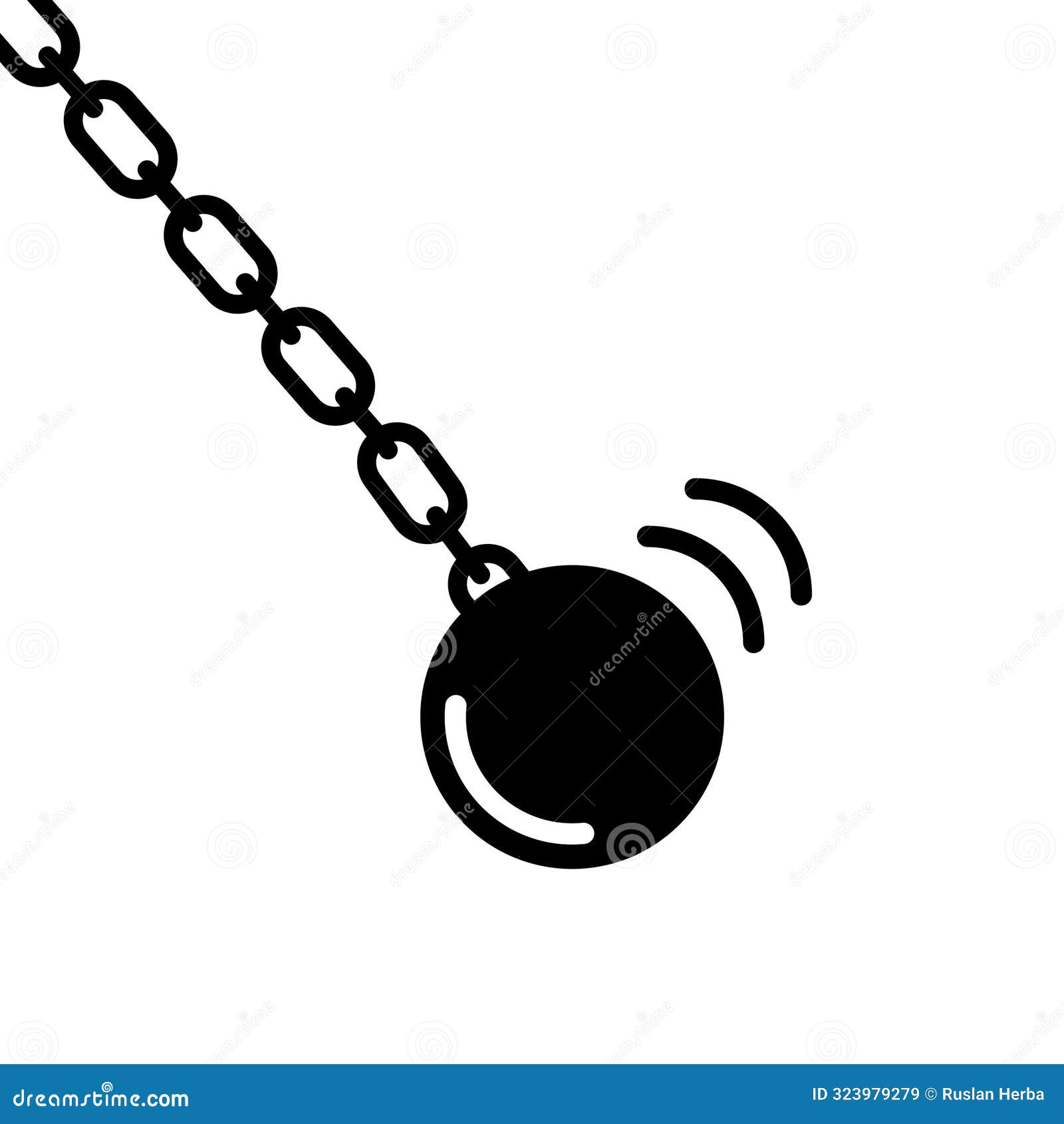 Wrecking Ball Vector Icon. Black Destruction Ball with Chain Stock ...