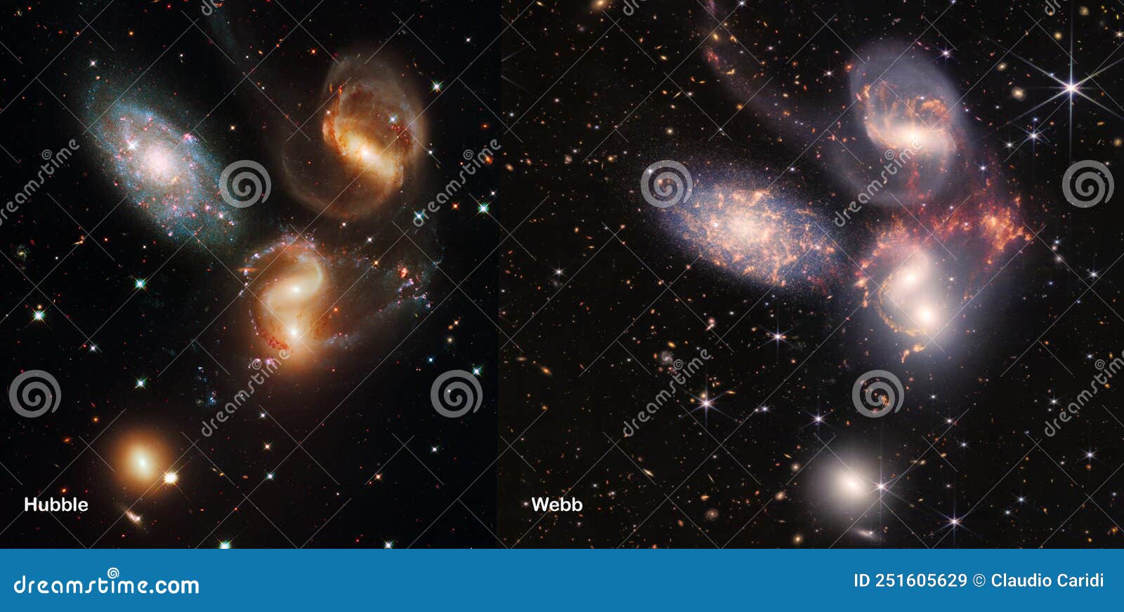 Webb and Hubble Telescopes Comparisons Visual Gains. Stock Image ... Webb and Hubble Telescopes Comparisons Visual Gains. Stock Image ...