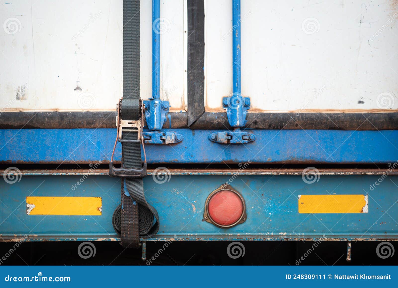 Webbing Belt Strap Lashing To Secure Container Load. Stock Image ...