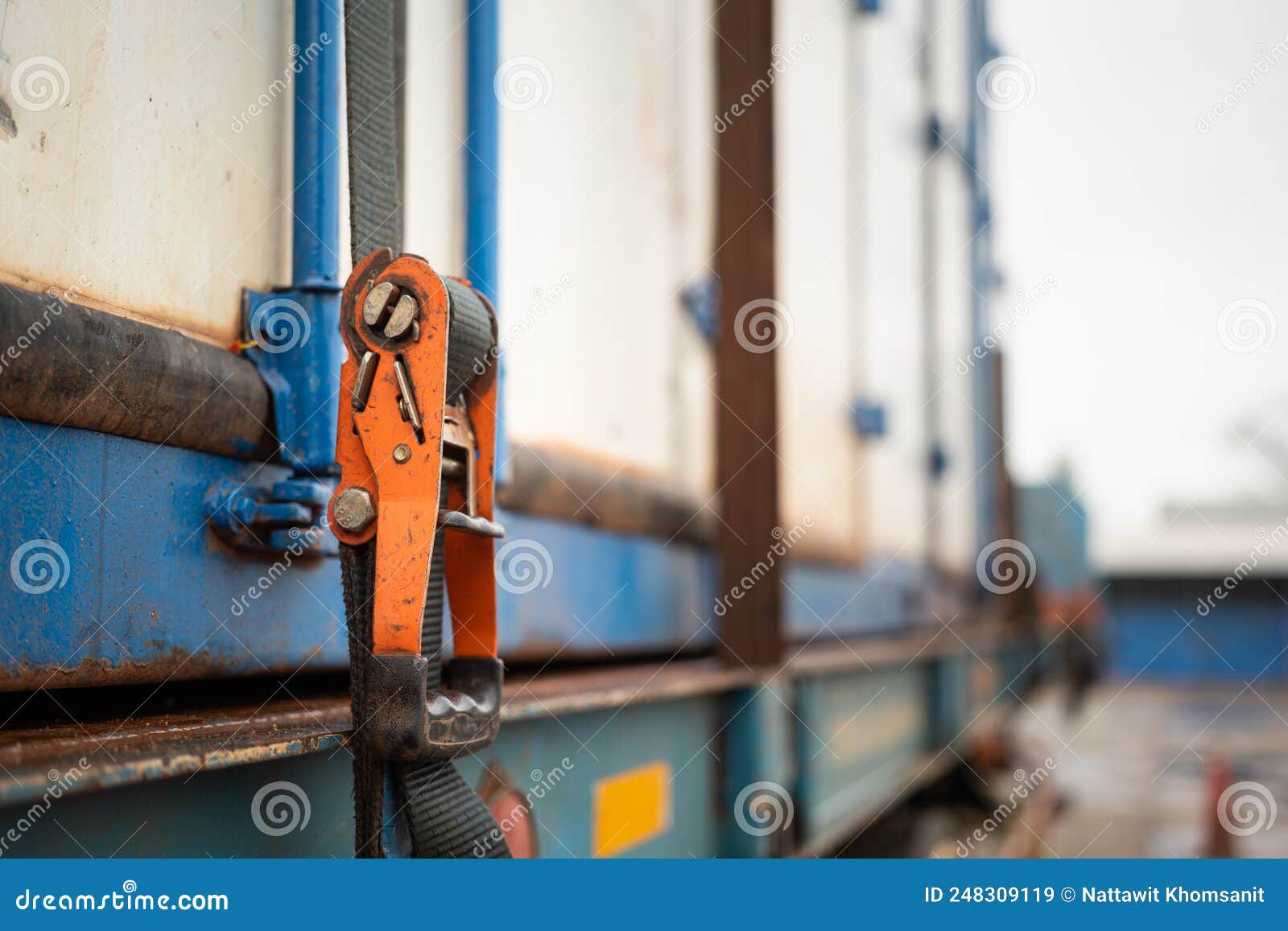 Webbing Belt Strap Lashing To Secure Container Load. Stock Image ...