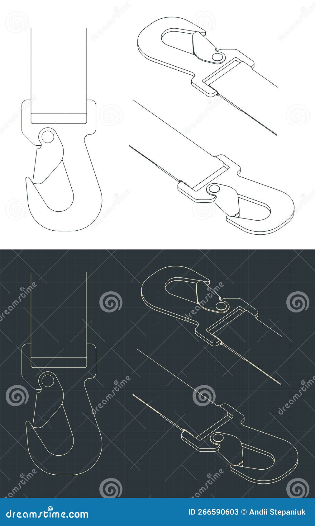 Webbing Sling Hook Blueprints Stock Vector - Illustration of hook ...