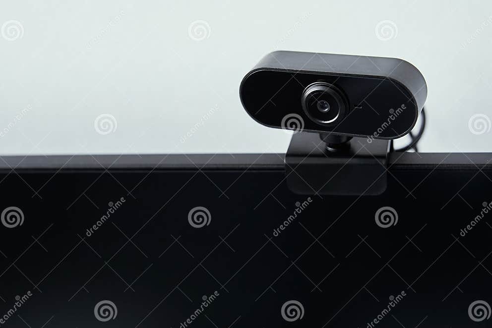External Web Camera on a Computer Monitor Stock Image - Image of online ...