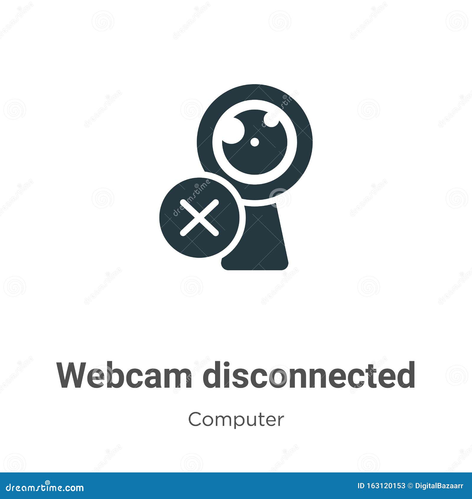 WebCam Disconnected Icon Vector Isolated On White Background, We ...