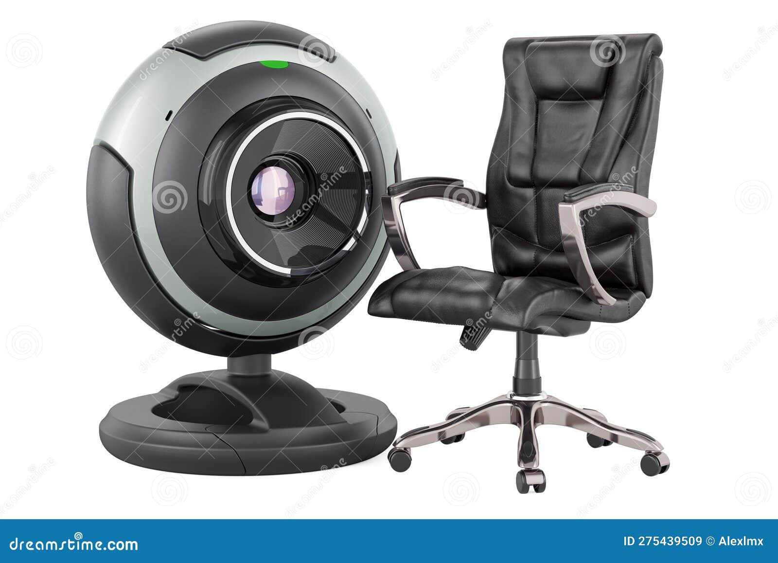 Webcam with Office Chair, 3D Rendering Stock Illustration ...