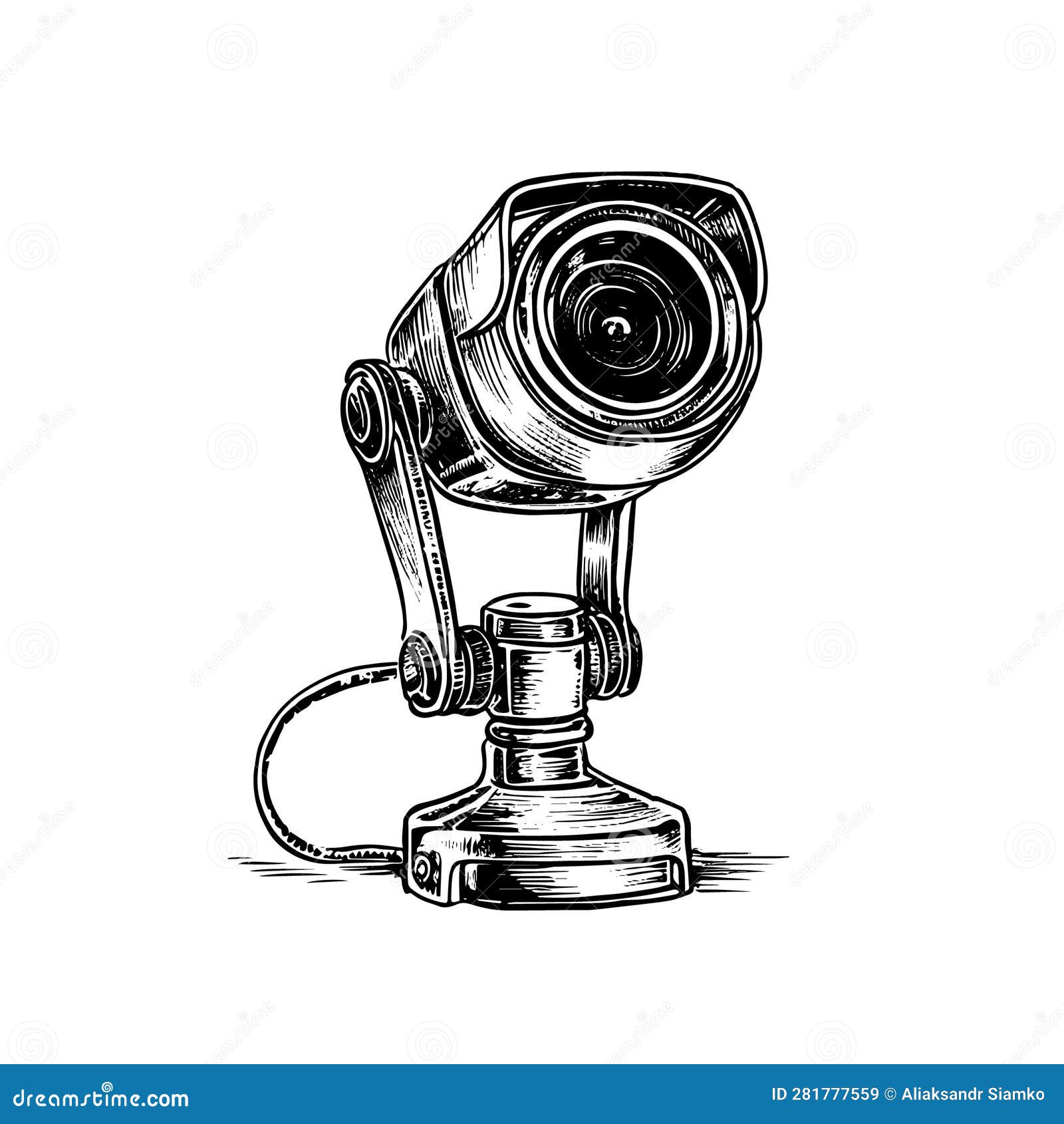 Webcam Vector Drawing. Isolated Hand Drawn, Engraved Style Illustration ...