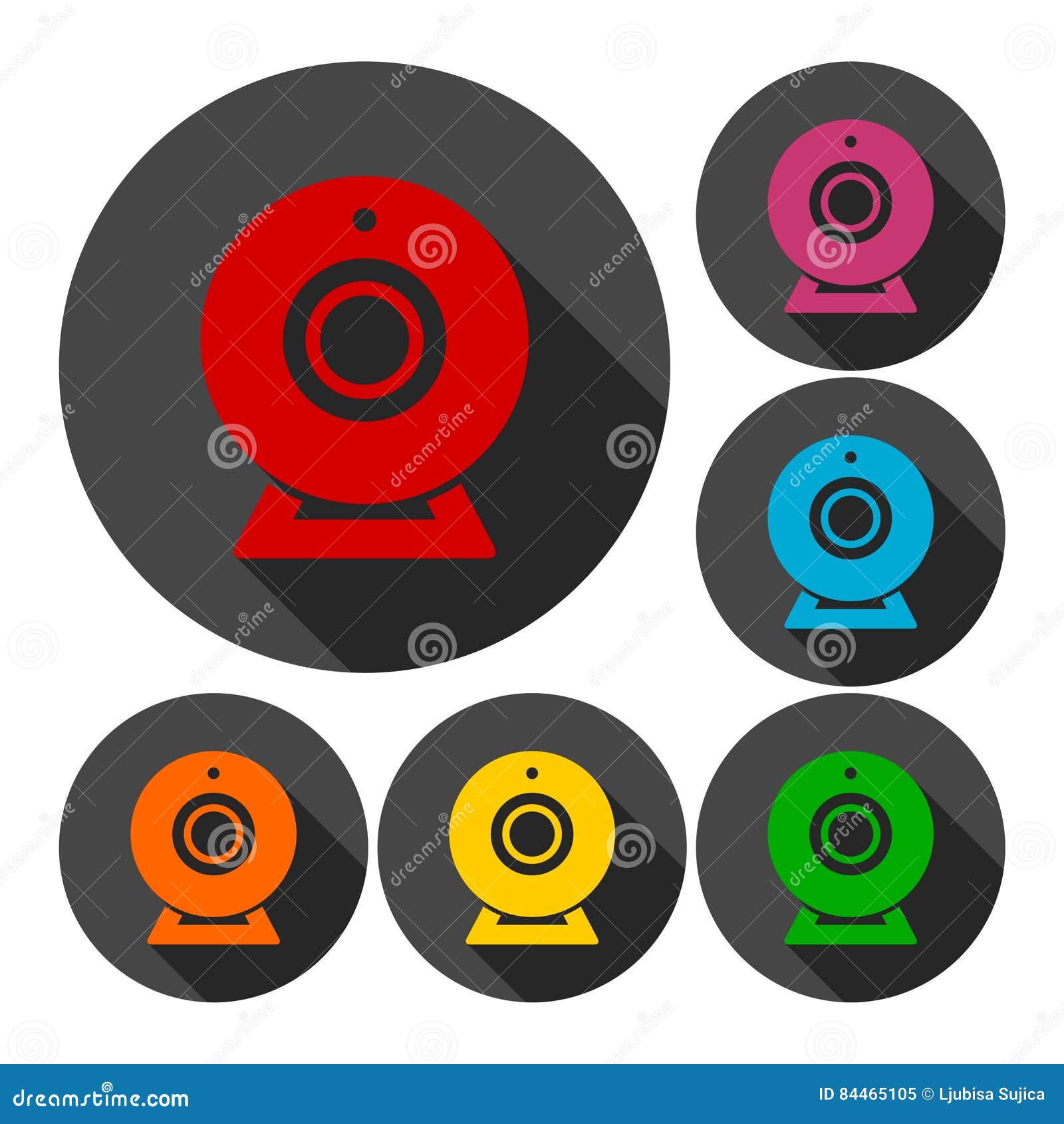 Webcamzeichenikonen Eingestellt Mit Langem Schatten Stock Abbildung ...