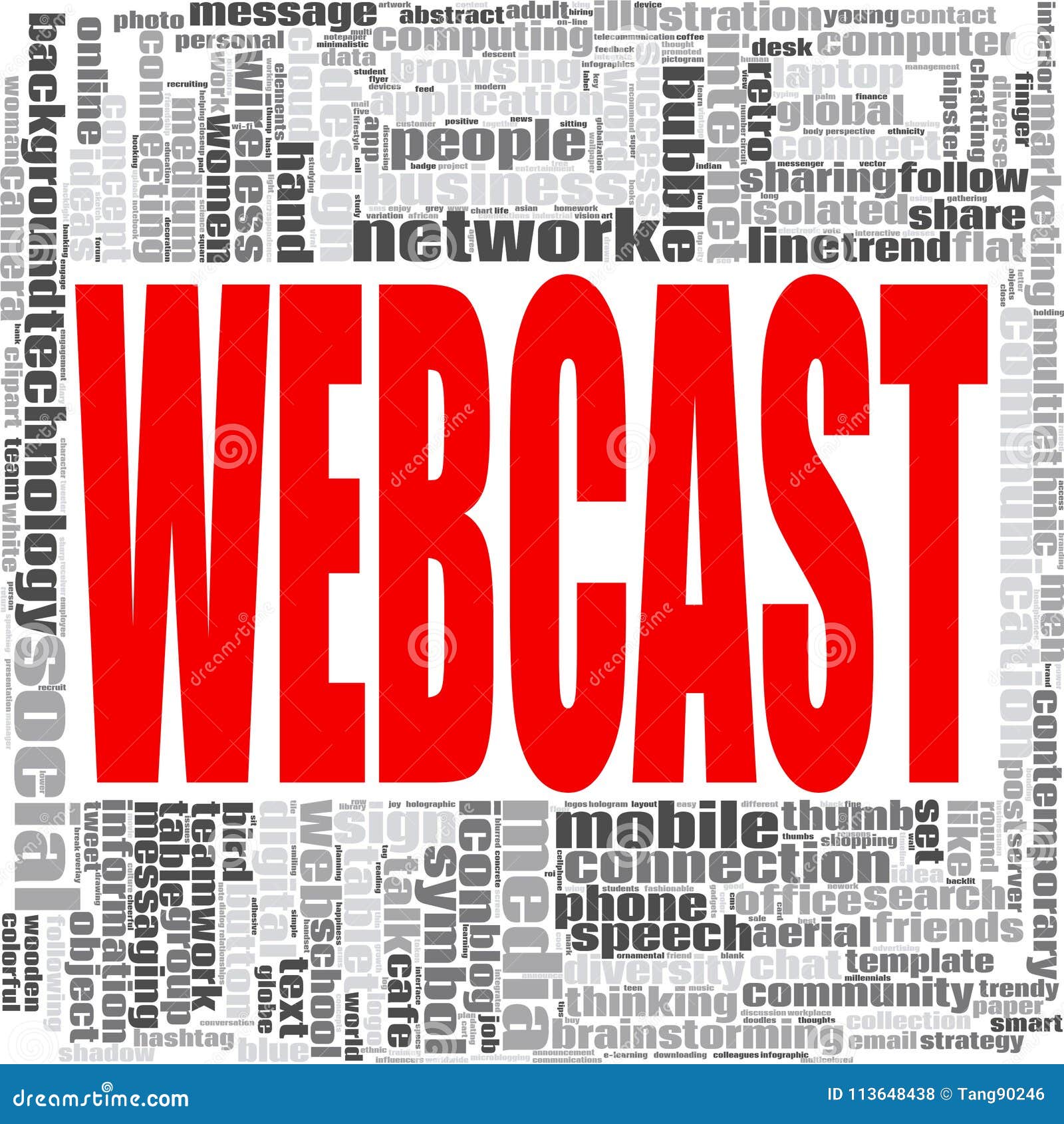 Webcast word cloud stock illustration. Illustration of study - 113648438