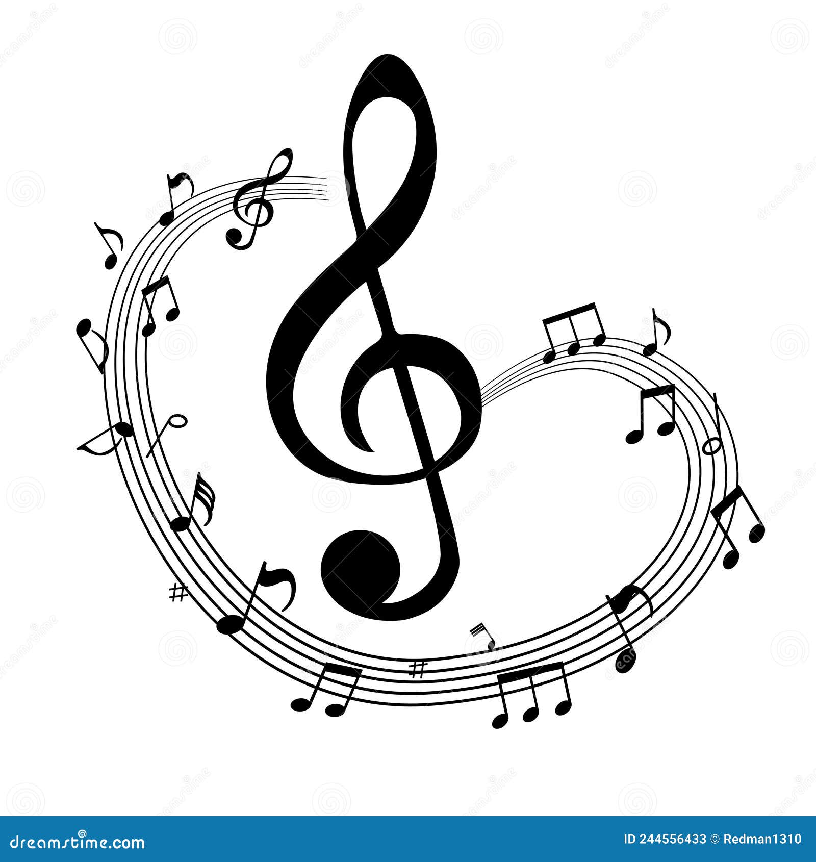 Big Treble Clef with Abstract Sheet of Music Notes. Treble Clef ...