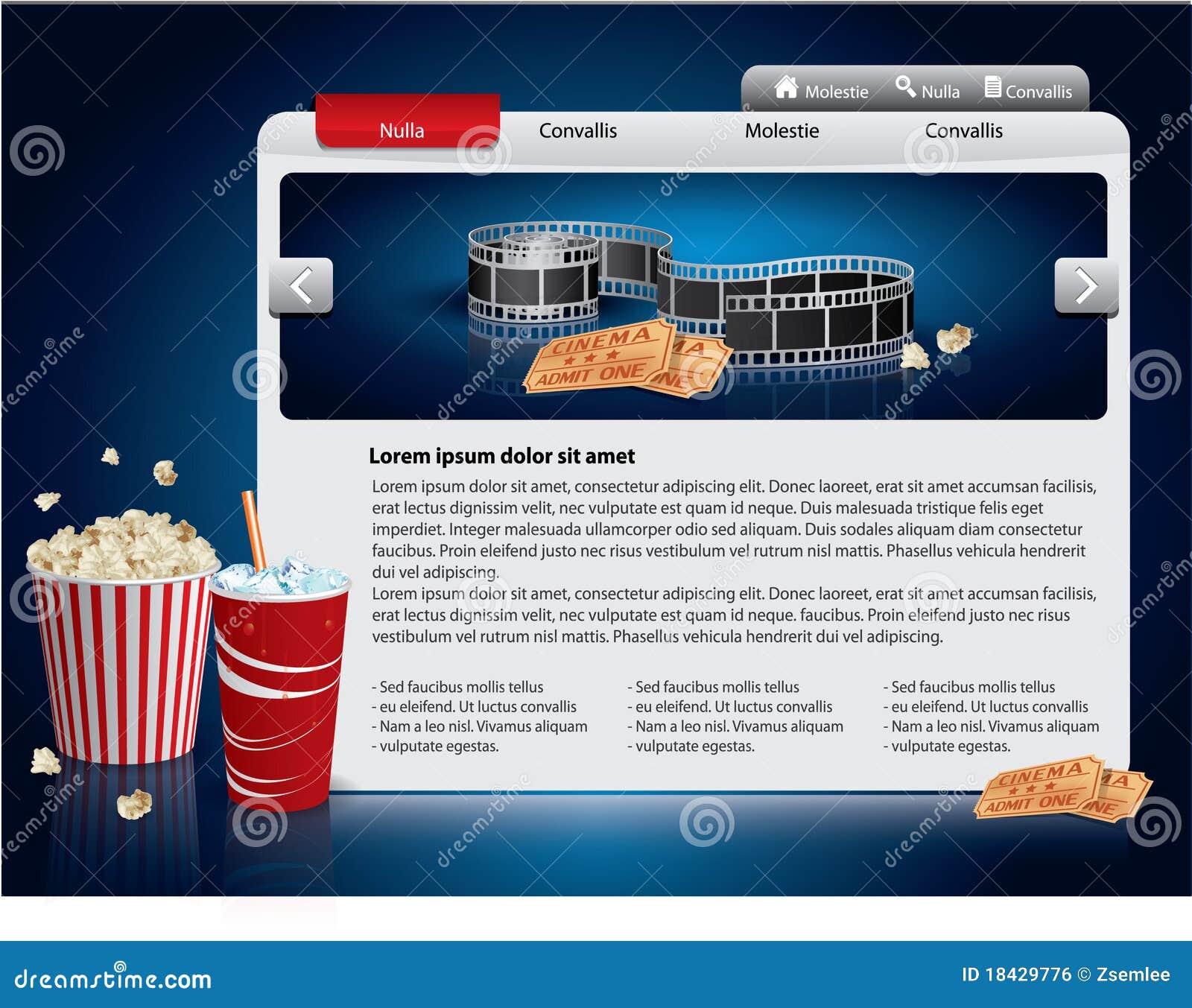 Webdesign Template - Movie Theme Stock Vector - Illustration of menu ...