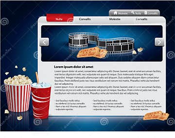Webdesign Template - Movie Theme Stock Vector - Illustration of menu ...