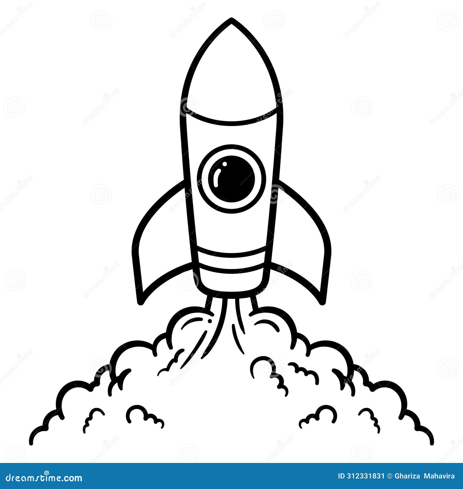 WebHand Drawn Rocket Launching. Ascending Rocket Startup Concept ...