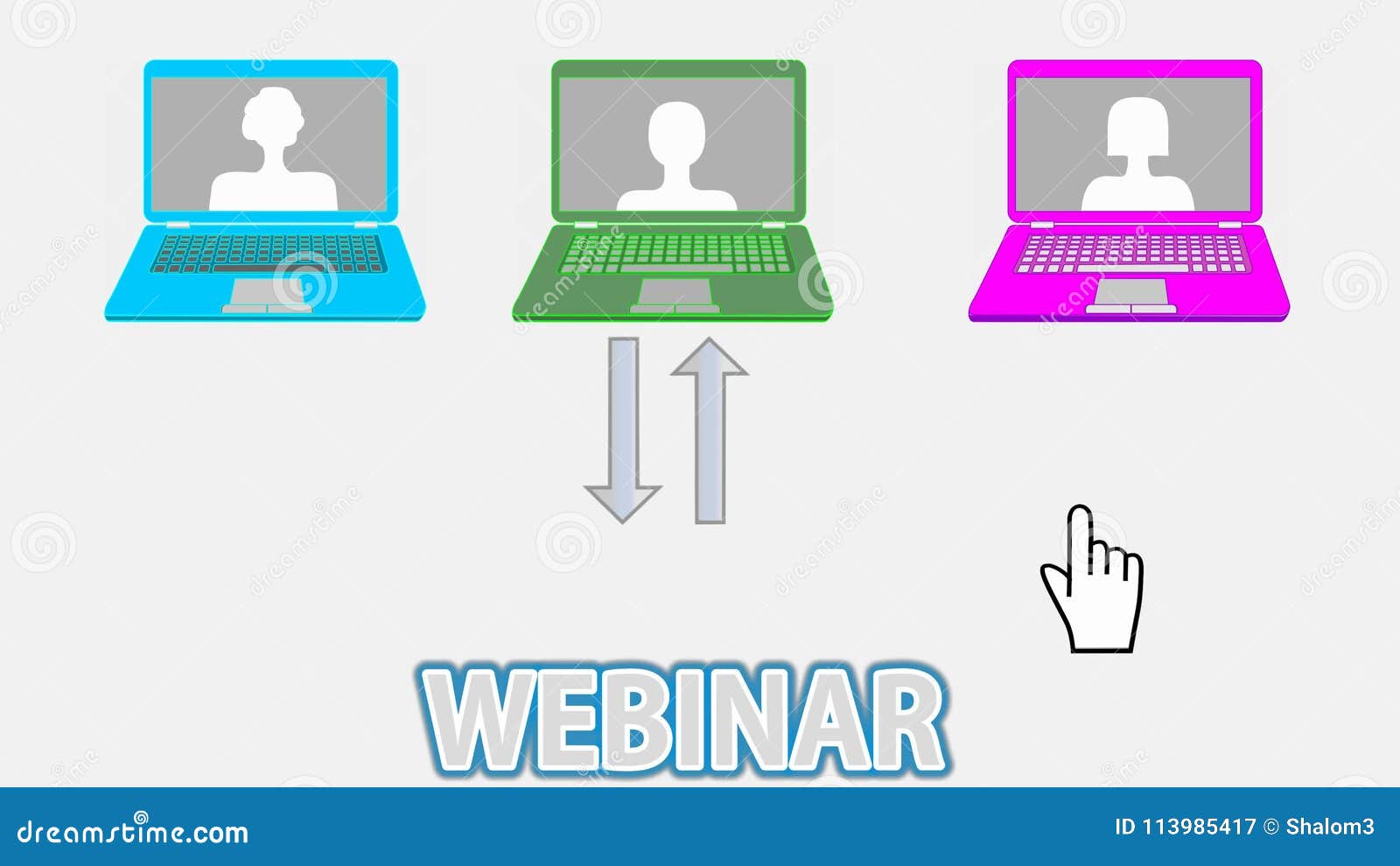 Webinar Animated Banner with Multicolored Laptops, Arrows, Join Button ...