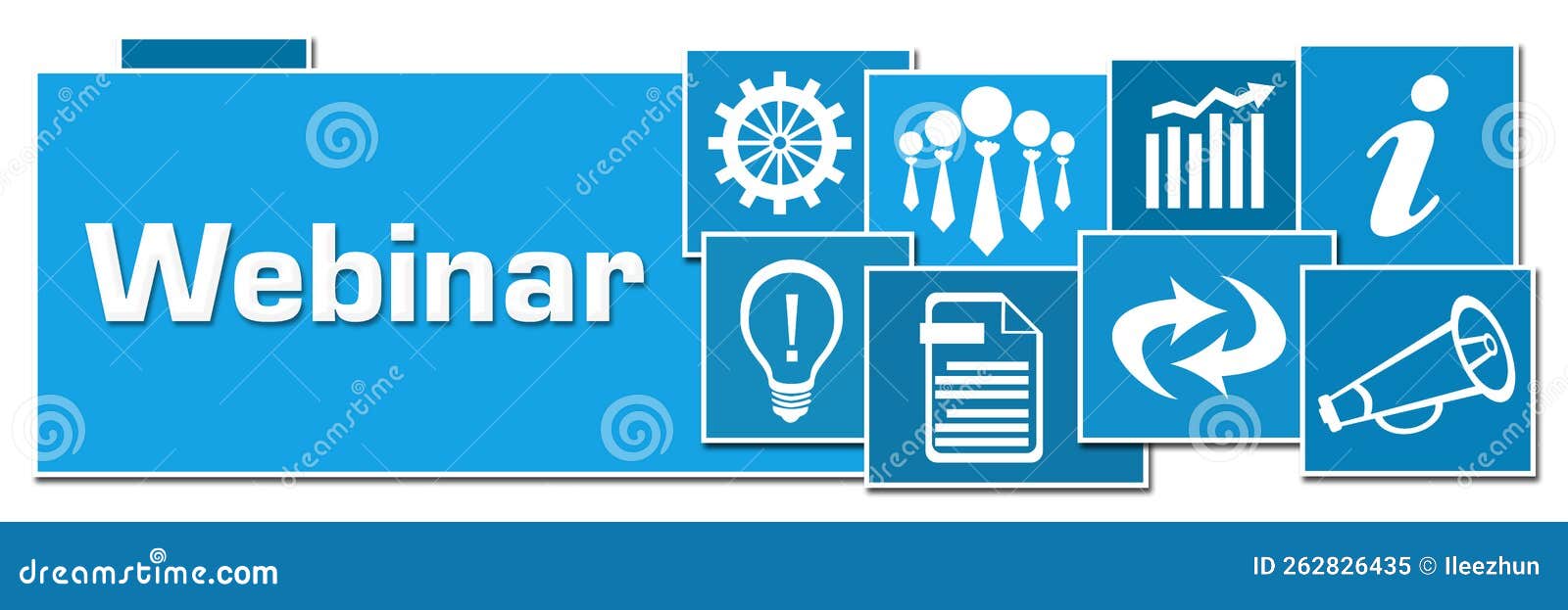 Webinar Blue Boxes with Business Symbols Stock Illustration ...