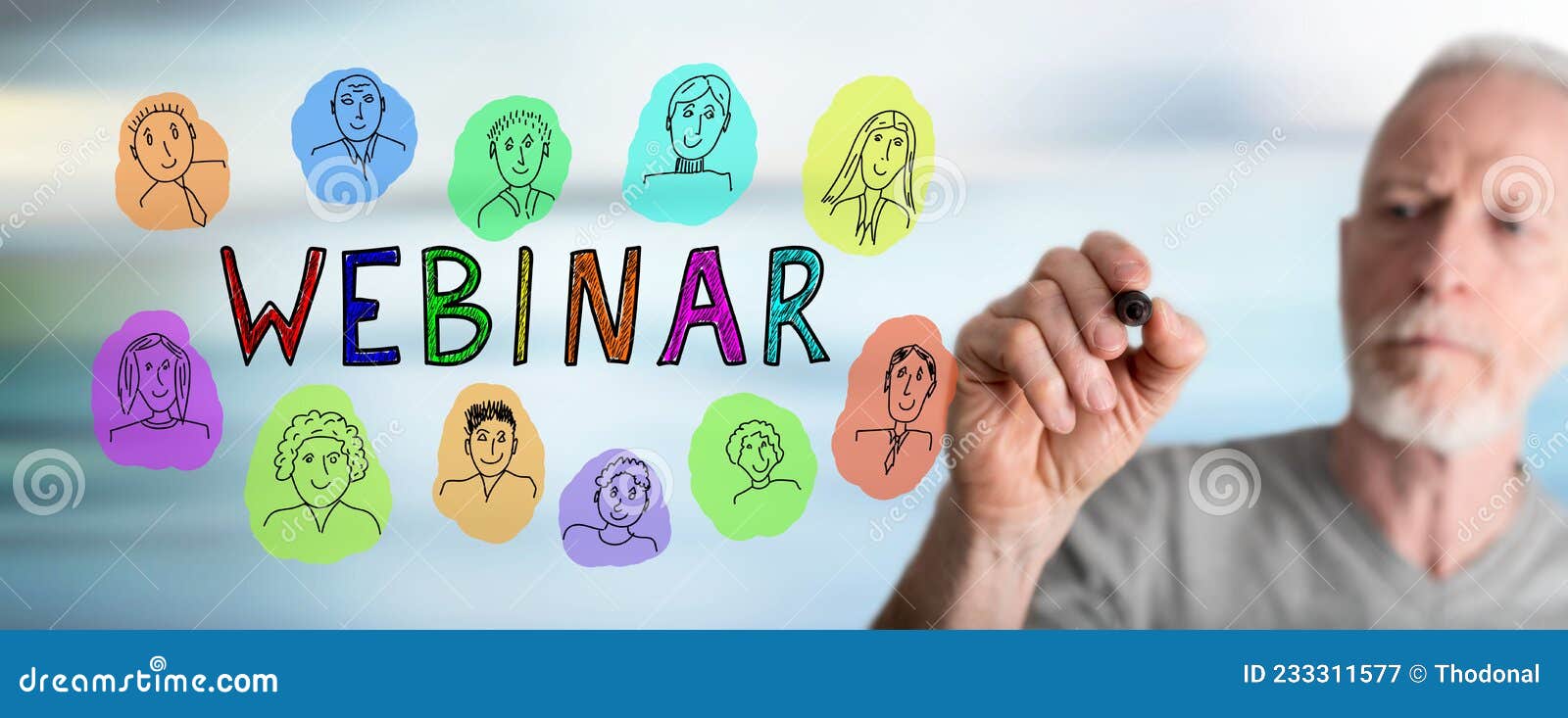 Man Drawing Webinar Concept Stock Image - Image of drawing, business ...