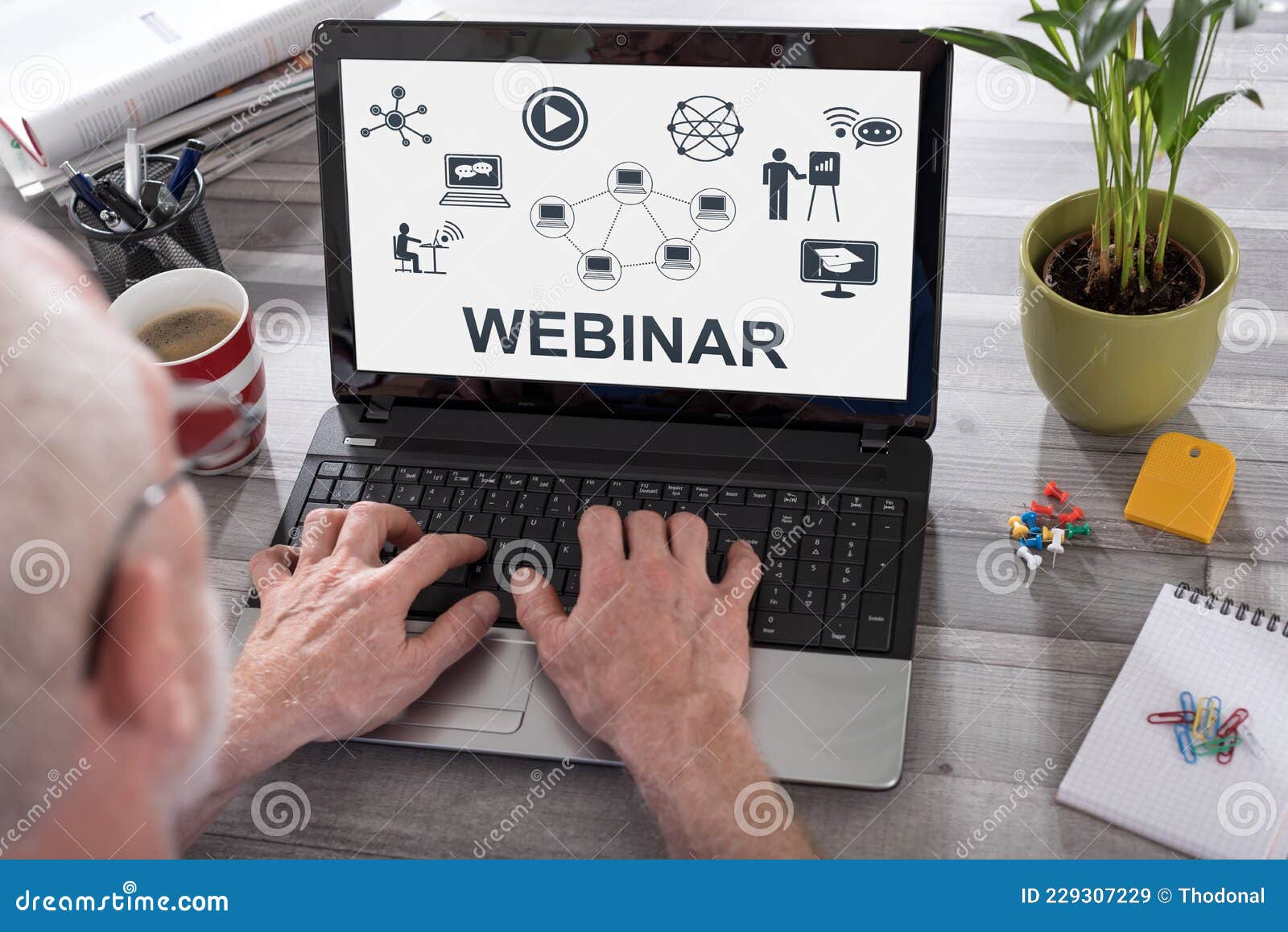 Webinar Concept on a Laptop Screen Stock Image - Image of social ...