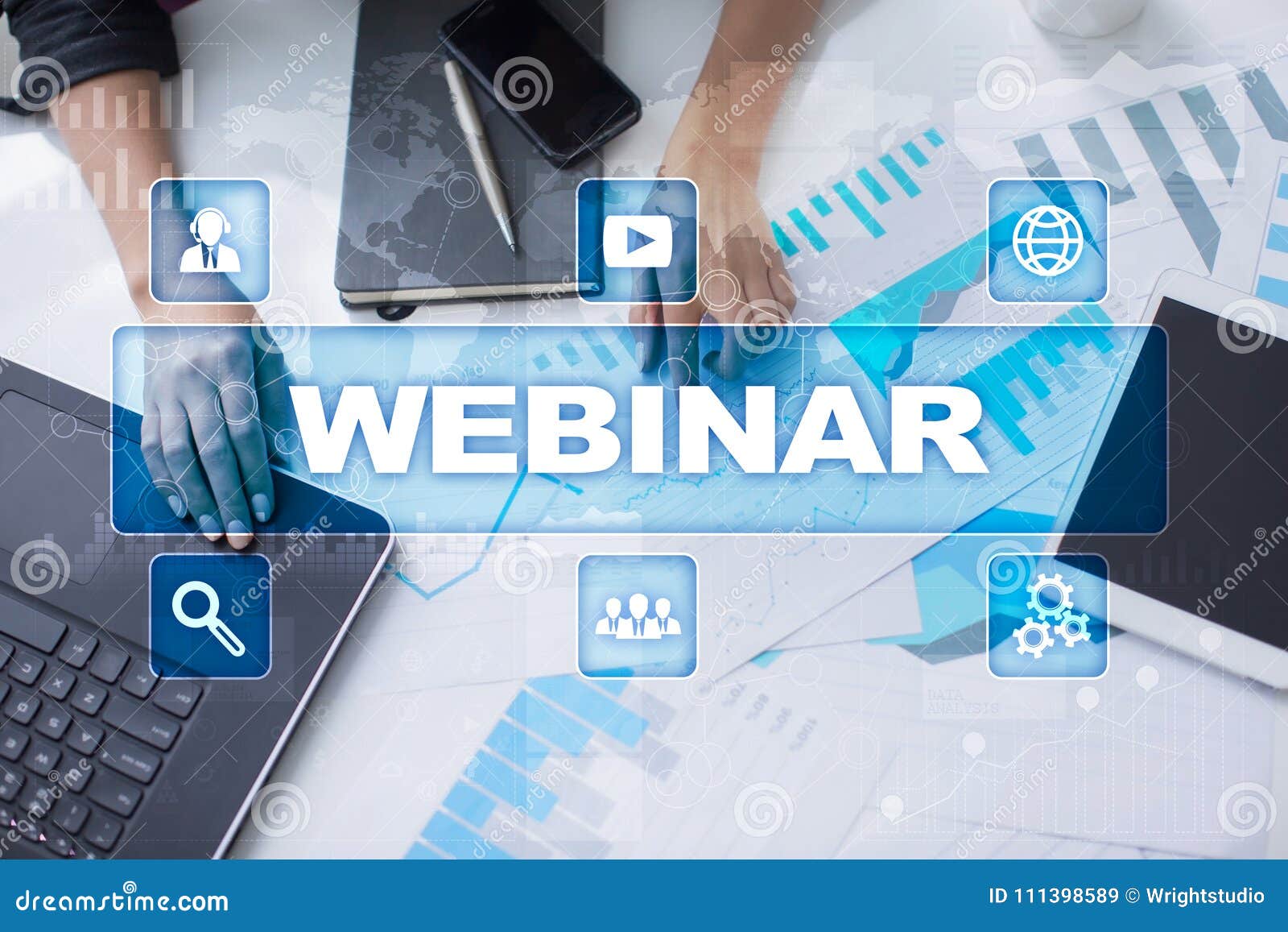 Webinar. E-Learning, Online Education Concept. Personal Development ...