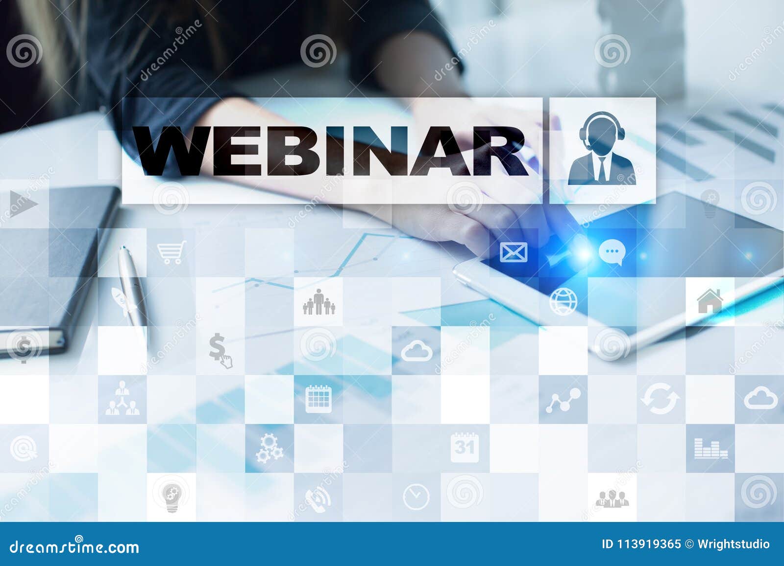 Webinar. E-Learning, Online Education Concept. Personal Development ...