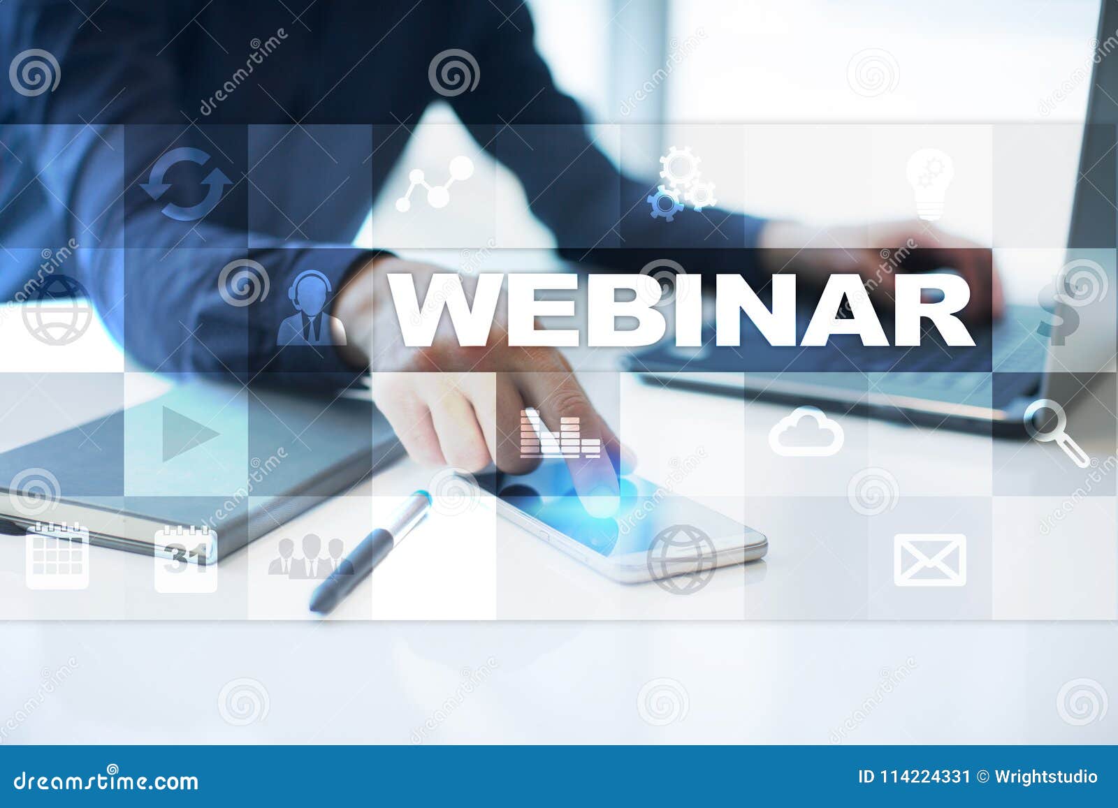 Webinar. E-Learning, Online Education Concept. Personal Development ...