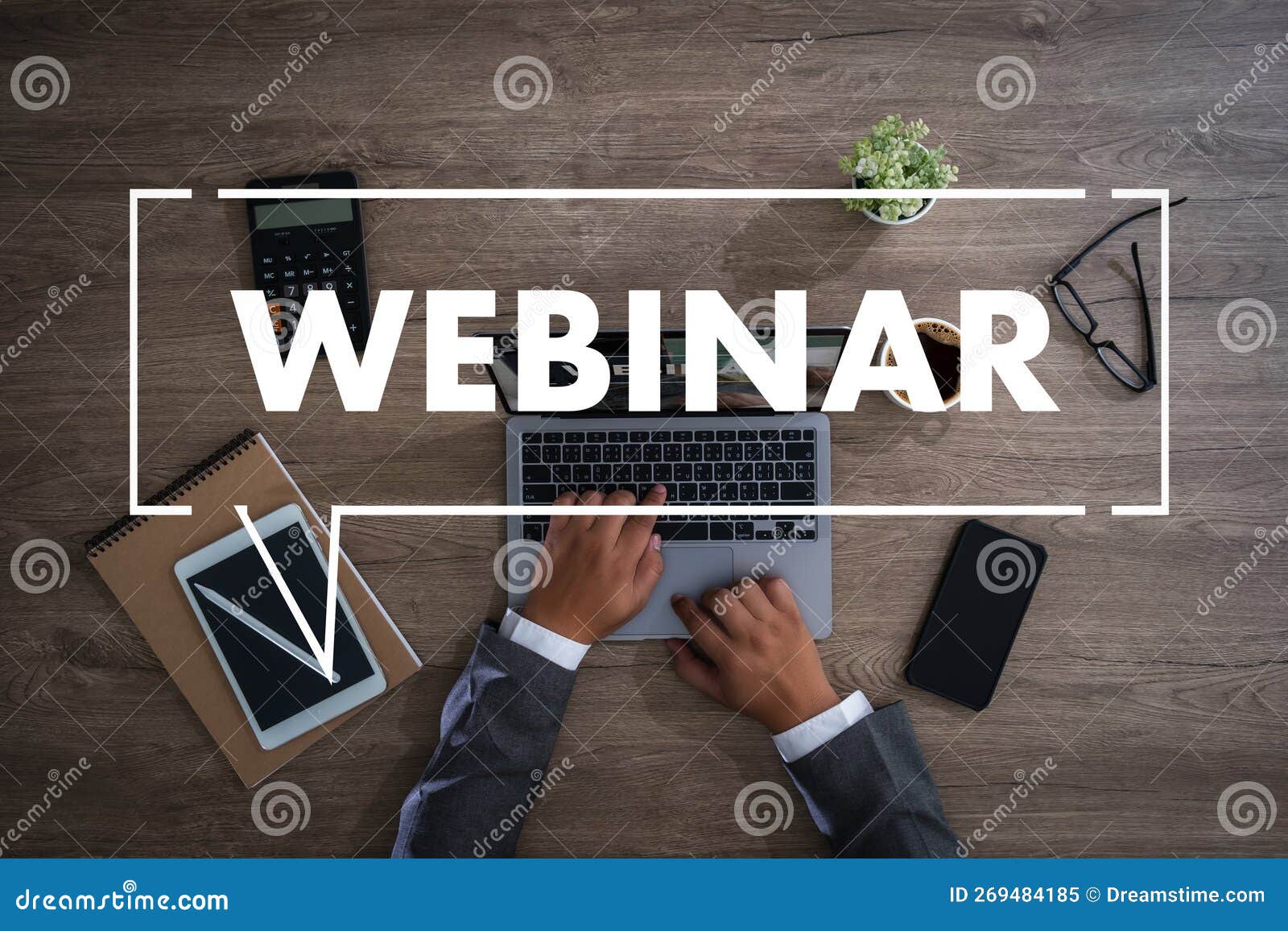 Webinar, Hands-on Table Use E-business Connection on Computer, Man ...