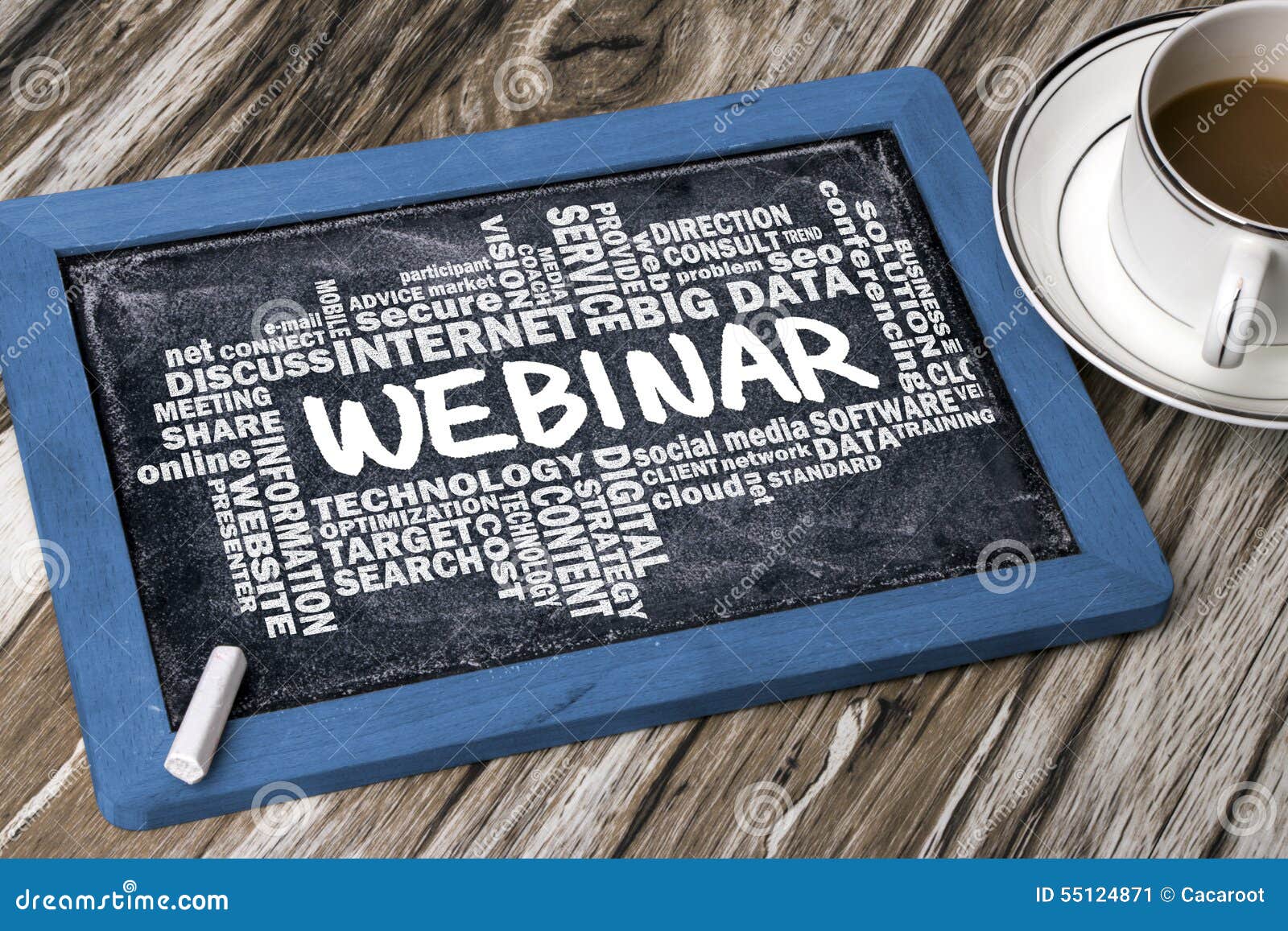 Webinar Handwritten on Blackboard with Related Words Cloud Stock Image ...