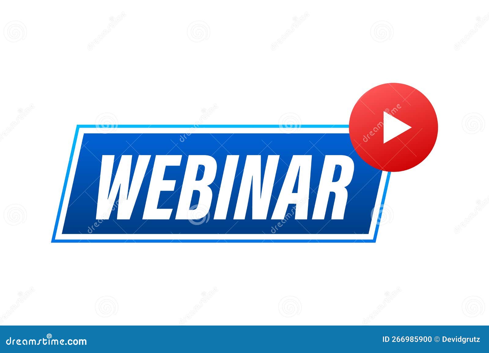Webinar Icon, Flat Design Style with Blue Play Button. Webinar Label ...